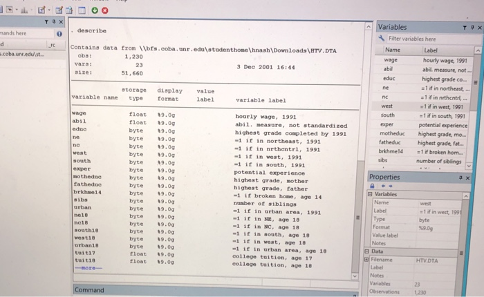 Solved Use data in HTV to answer this question. The data set | Chegg.com