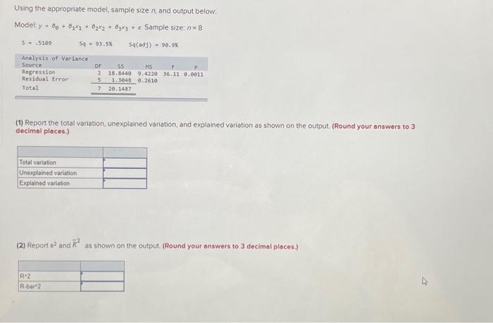 Solved Using the appropriate model, sample size n, and | Chegg.com