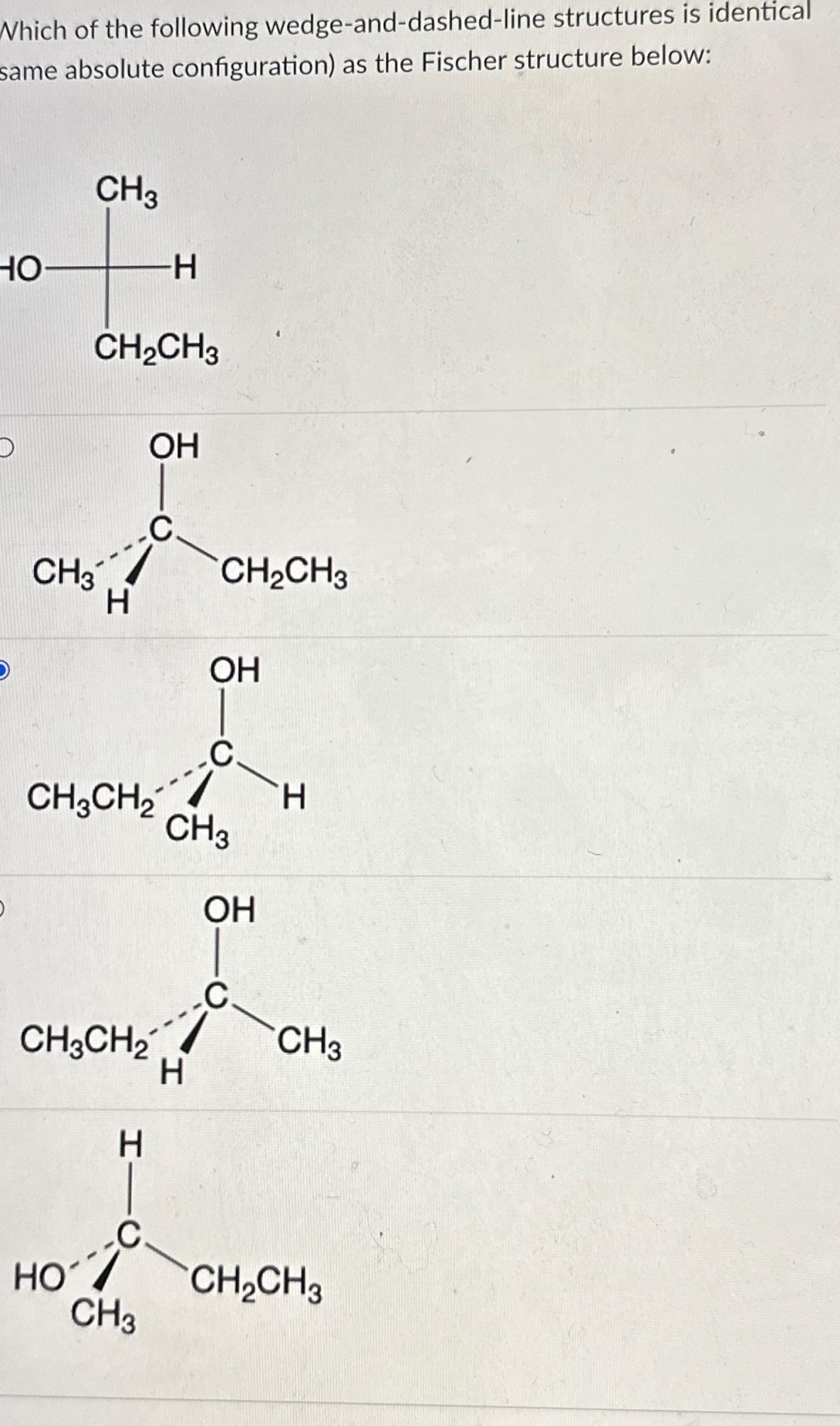 Solved Which of the following wedge-and-dashed-line | Chegg.com