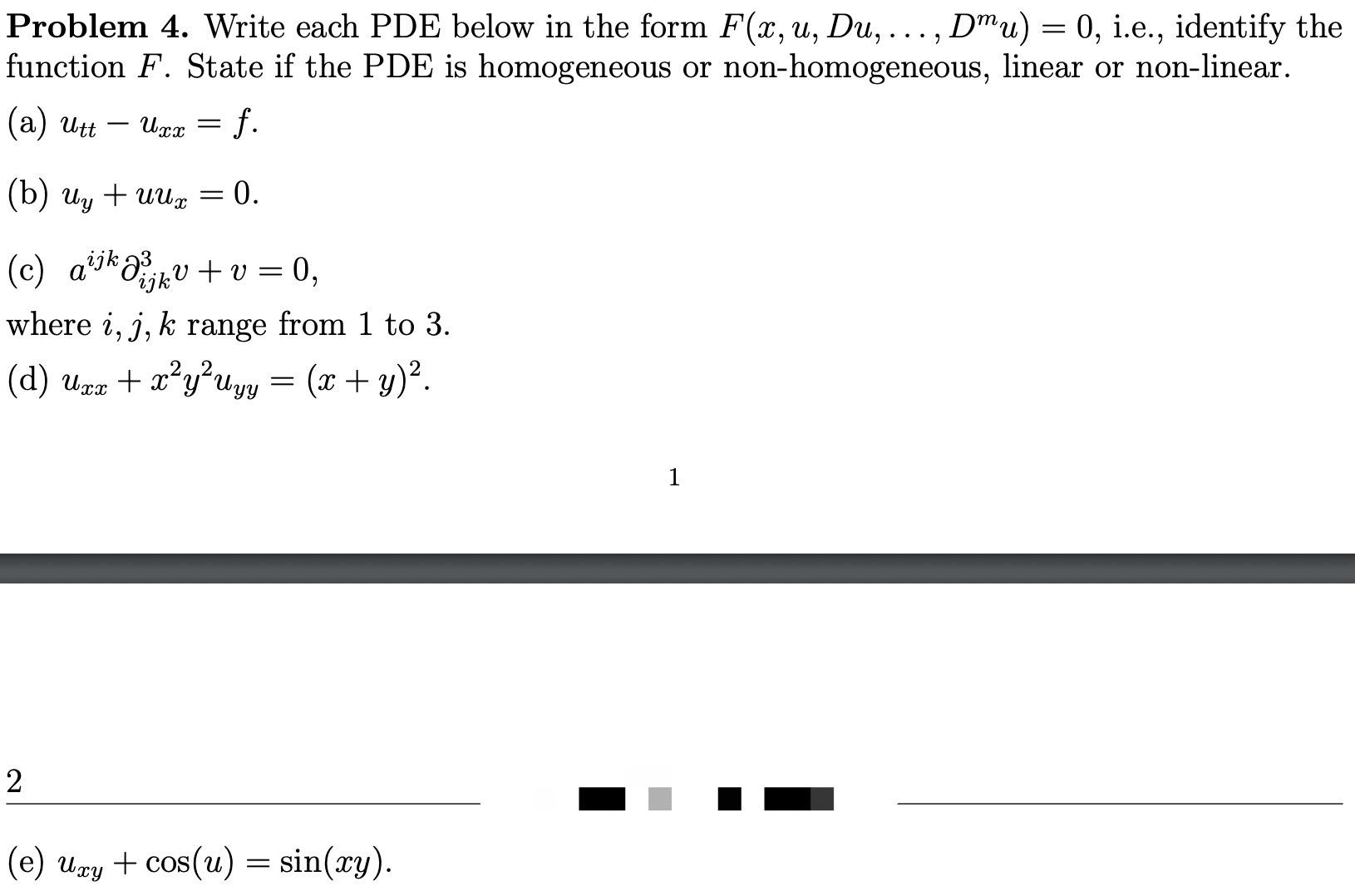 Solved Problem 4. ﻿Write each PDE below in the form | Chegg.com