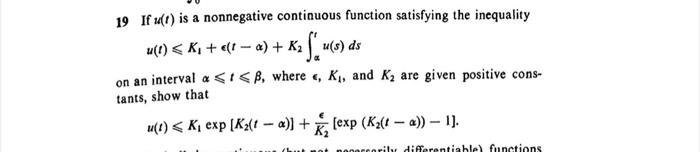 Solved 19 If u(t) is a nonnegative continuous function | Chegg.com