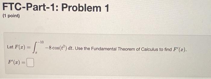 Solved Ftc Part 1 Problem 1 1 Point Let