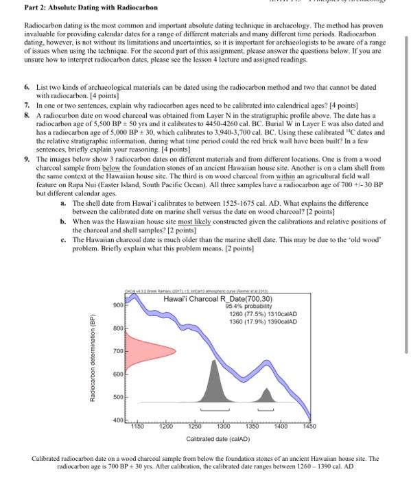 Part 2; Absolute Dating with Radiocarbon Radiocarbon | Chegg.com