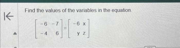 Solved Find The Values Of The Variables In The Equation 6