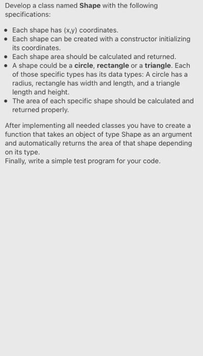Solved Develop A Class Named Shape With The Following
