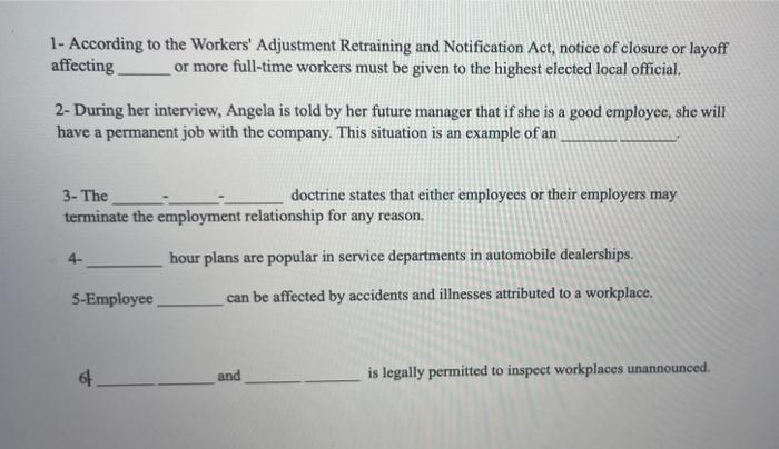 Solved 1- According to the Workers' Adjustment Retraining | Chegg.com