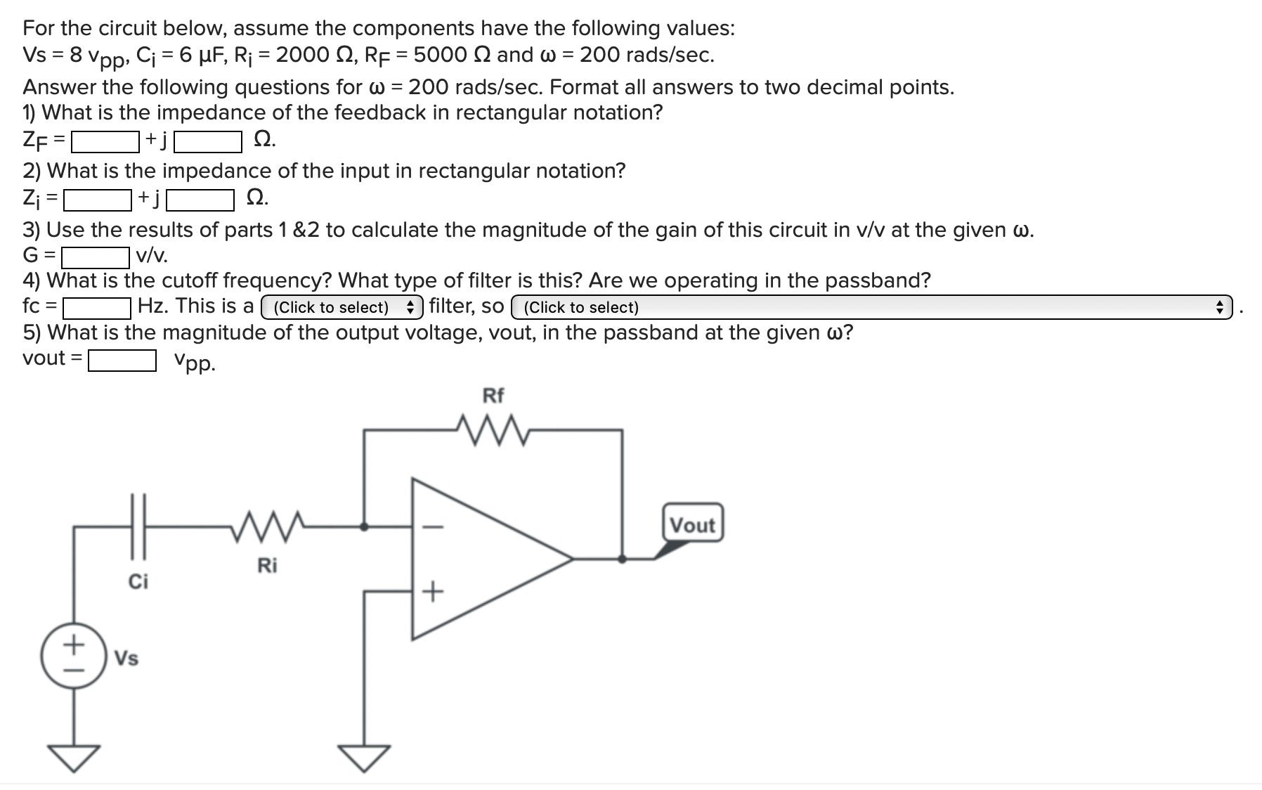 Solved For the circuit below, assume the components have the | Chegg.com