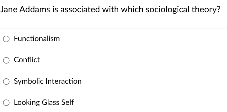 Solved Jane Addams is associated with which sociological | Chegg.com