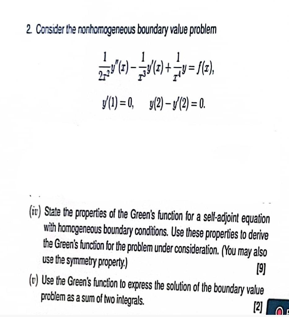 Solved 2 Consider the nonhomogeneous boundary value problem | Chegg.com
