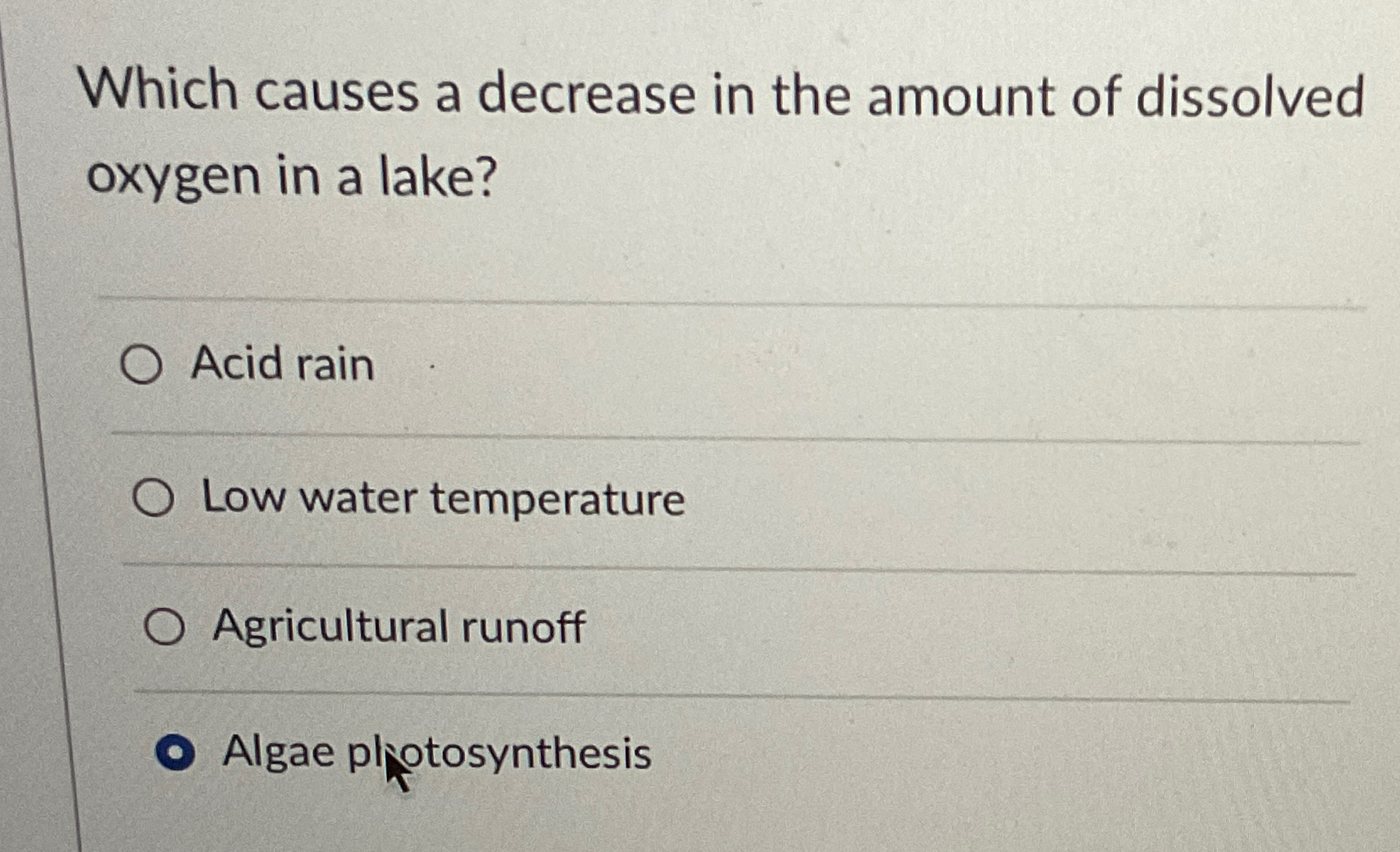 Solved Which causes a decrease in the amount of dissolved | Chegg.com