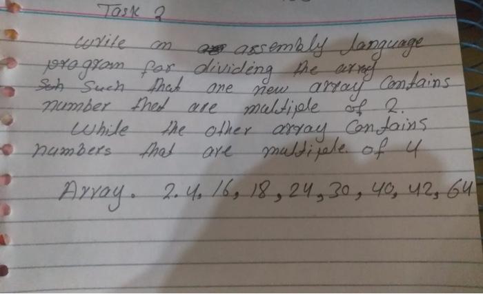 Solved one Task 2 assembly language program for dividing the | Chegg.com