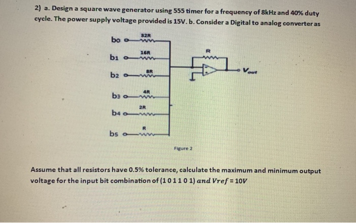 Solved 2) a. Design a square wave generator using 555 timer | Chegg.com
