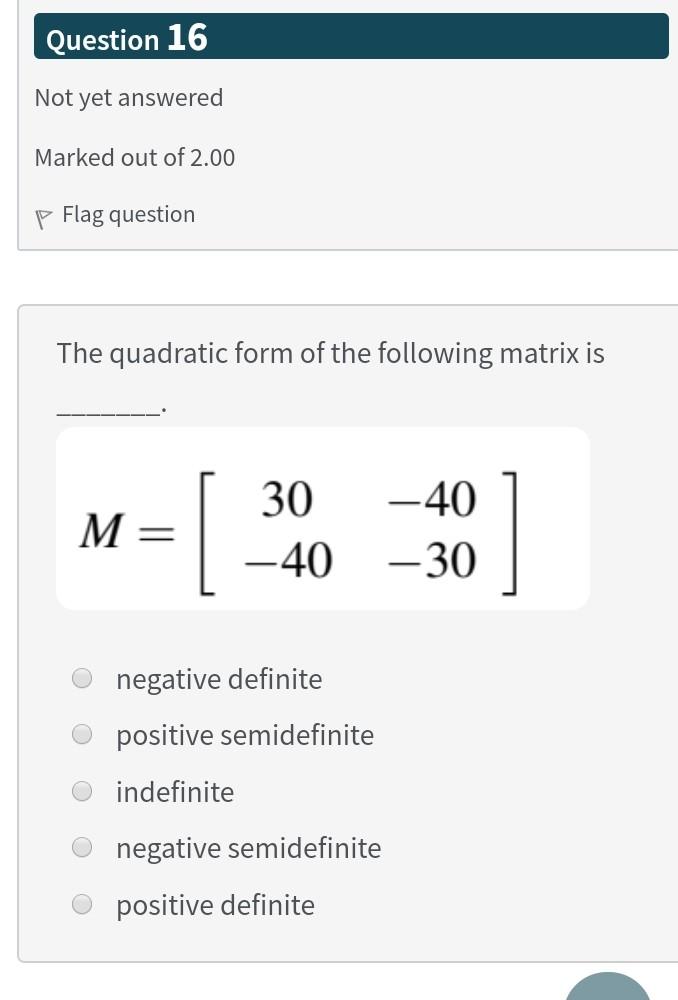 Solved Question 16 Not yet answered Marked out of 2.00 p | Chegg.com
