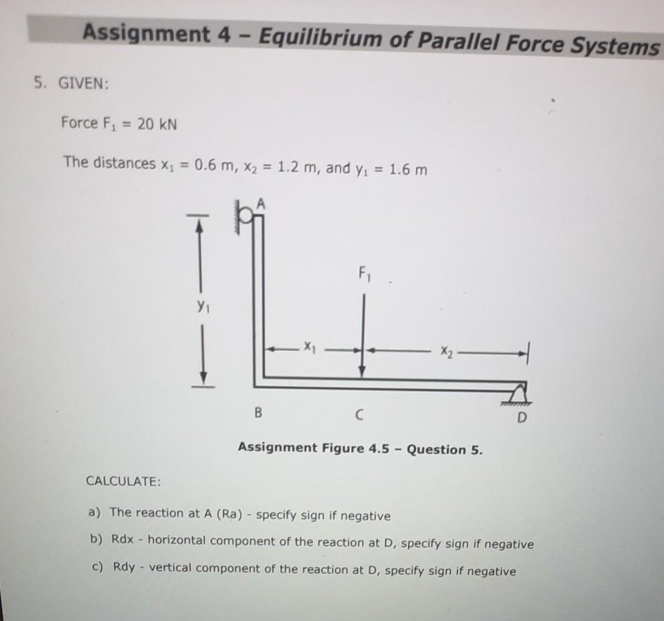 Solved Assignment 4 - Equilibrium of Parallel Force Systems | Chegg.com