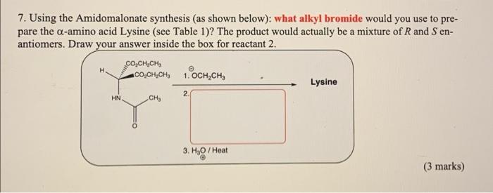 Solved 7. Using the Amidomalonate synthesis (as shown | Chegg.com