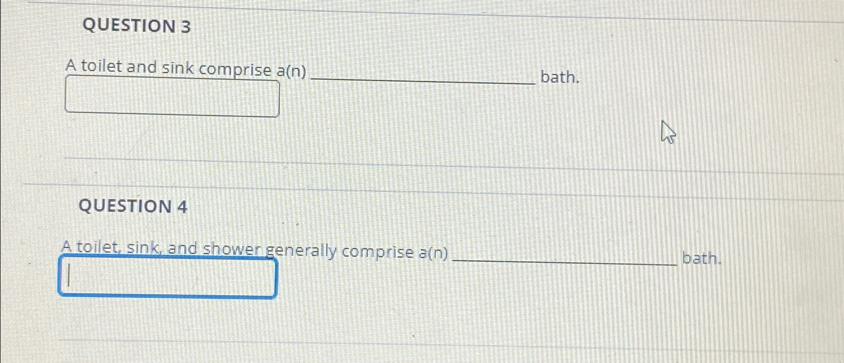 Solved QUESTION 3A toilet and sink comprise a(n). | Chegg.com