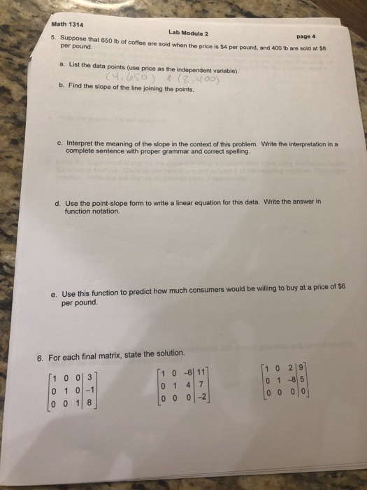 Solved Math 1314 Lab Module 2 5. Suppose that 650 lb of | Chegg.com