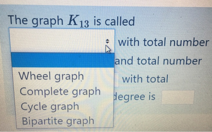 Solved The graph K13 is called • with total number of edges | Chegg.com