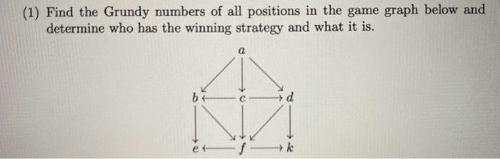 Solved (1) Find the Grundy numbers of all positions in the | Chegg.com