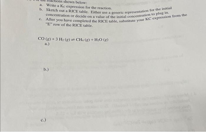 Solved actions shown below: a. Write a Kc expression for the | Chegg.com