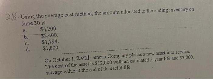 28 Using the average cost method, the amount | Chegg.com