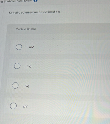 Solved 19 ﻿Enabled: Final ExamSpecific volume can be defined | Chegg.com