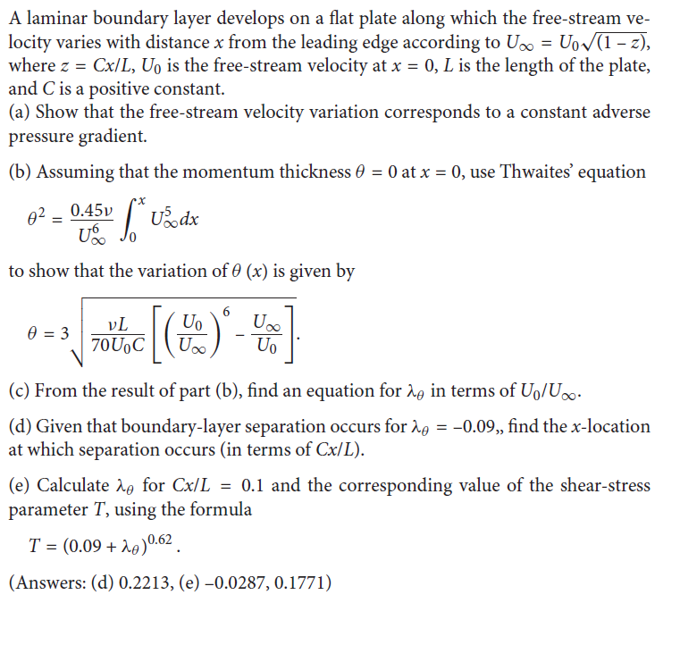Solved A laminar boundary layer develops on a flat plate | Chegg.com