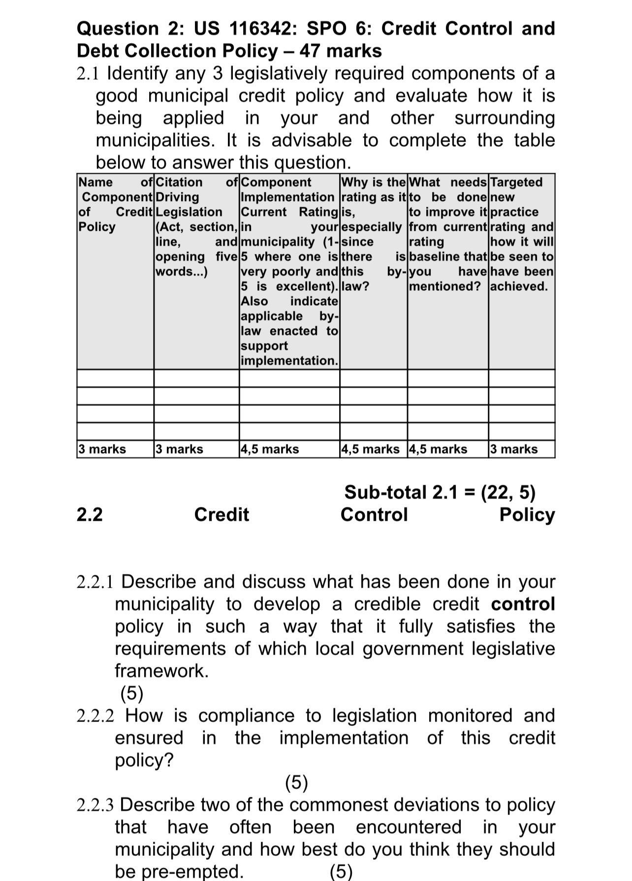 Solved Question 2: US 116342: SPO 6: Credit Control andDebt | Chegg.com