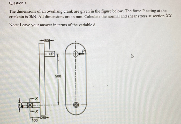 Solved Question 3 The dimensions of an overhang crank are | Chegg.com
