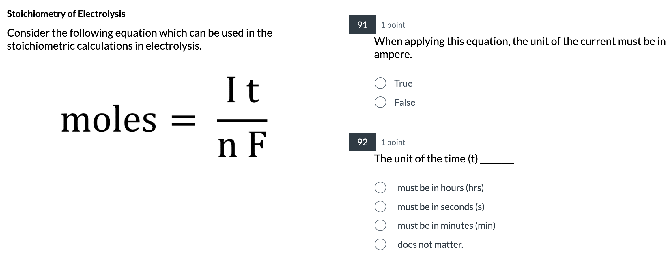 Solved Stoichiometry of ElectrolysisConsider the following | Chegg.com