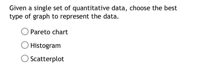 Solved Given a single set of quantitative data, choose the | Chegg.com
