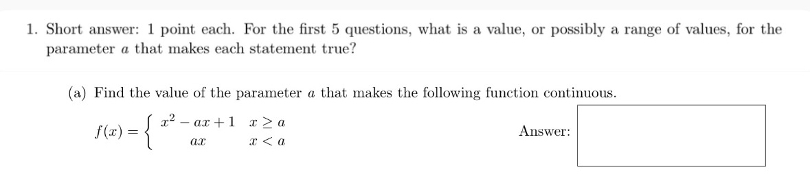 Solved Short answer: 1 ﻿point each. For the first 5 | Chegg.com