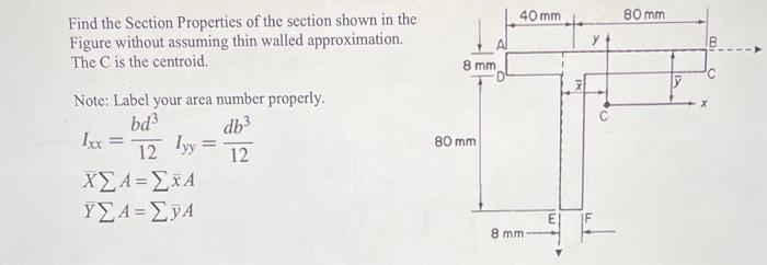Solved Find the Section Properties of the section shown in | Chegg.com
