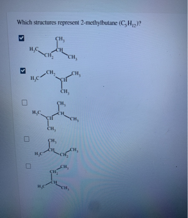 Solved Which structures represent 2-methylbutane (CH2)? Сн, | Chegg.com