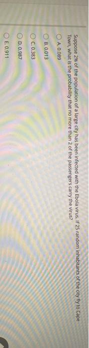 Solved Suppose 5% of the population of a large city has been | Chegg.com