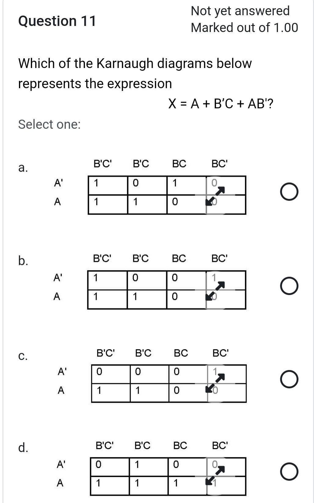 Solved Question 11 Not yet answered Marked out of 1.00 Which | Chegg.com
