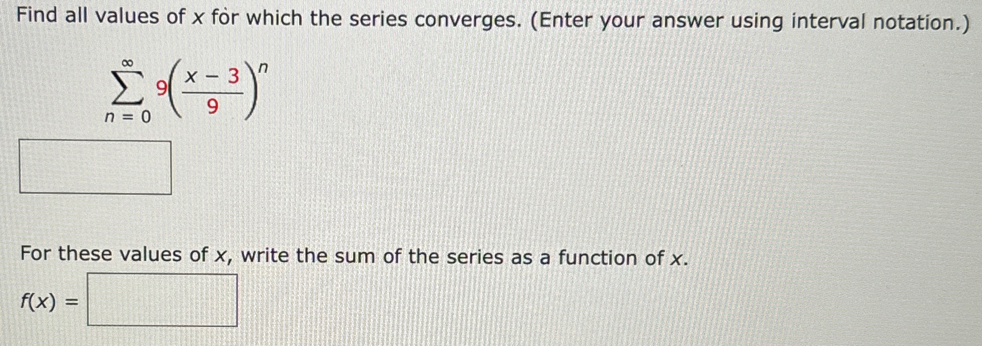 Solved Find all values of x ﻿for which the series converges. | Chegg.com