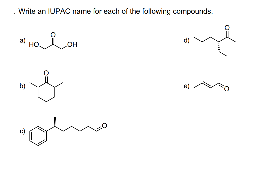 Solved Write an IUPAC name for each of the following | Chegg.com