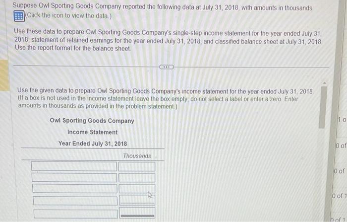 Solved Data table Suppose Owl Sporting Goods Company | Chegg.com
