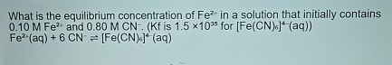 Solved What is the equilibrium concentration of Fe2+ ﻿in a | Chegg.com