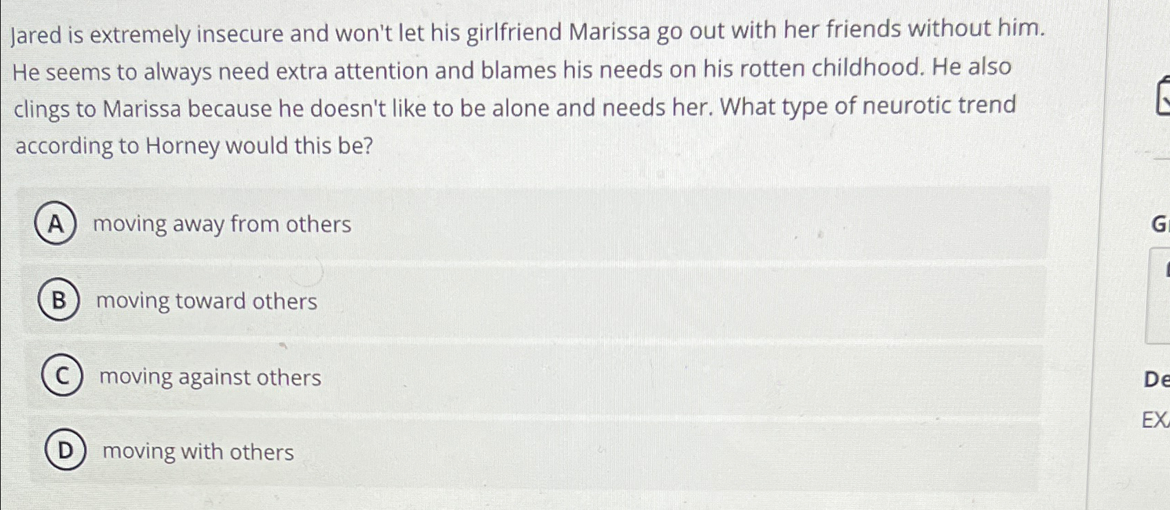 Solved Jared is extremely insecure and won't let his | Chegg.com