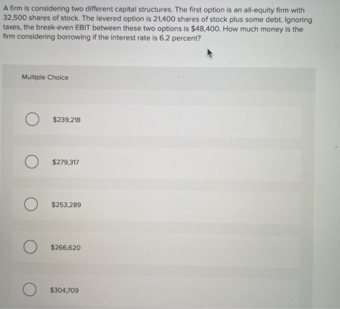 Solved A firm is considering two different capital | Chegg.com
