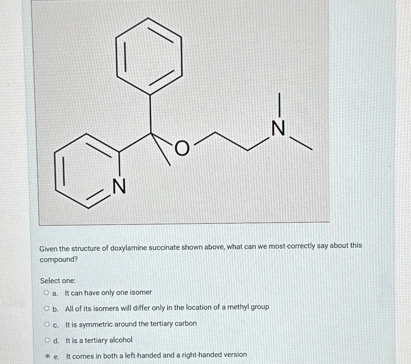 Solved Given the structure of doxylamine succinate shown | Chegg.com