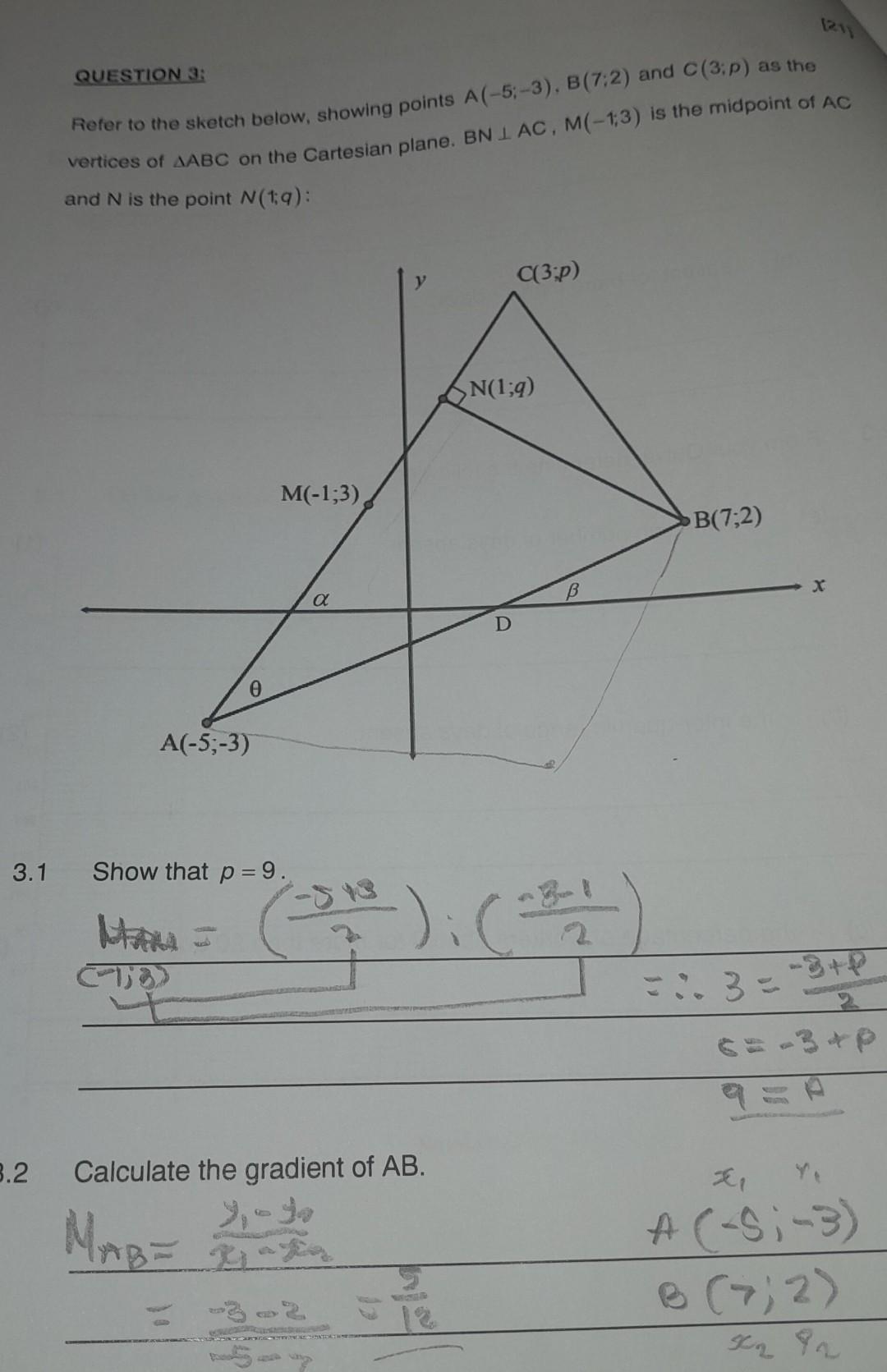 Solved QUESTION 3: Fefer to the sketch below, showing points | Chegg.com