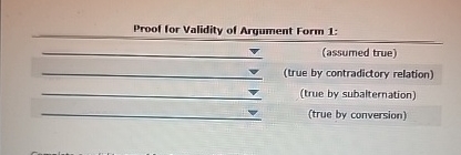 Solved Proof for Validity of Argument Form 1:(assumed | Chegg.com