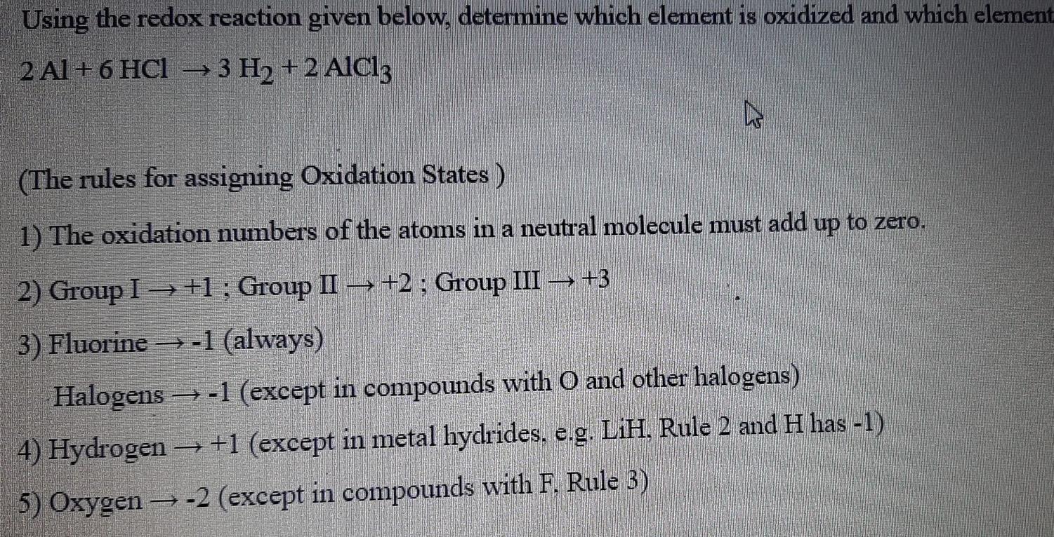 Solved Using the redox reaction given below, determine which | Chegg.com