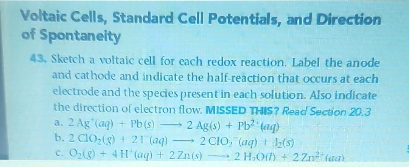 Solved Voltaic Cells, Standard Cell Potentials, and | Chegg.com