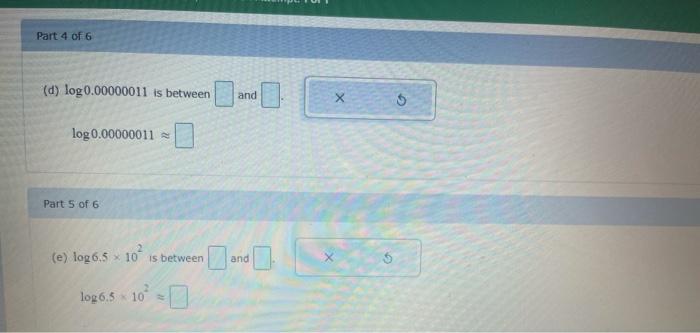 Solved Estimate the value of each logarithm between two | Chegg.com