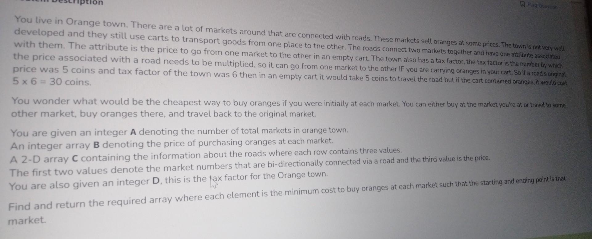 Solved You live in Orange town. There are a lot of markets | Chegg.com