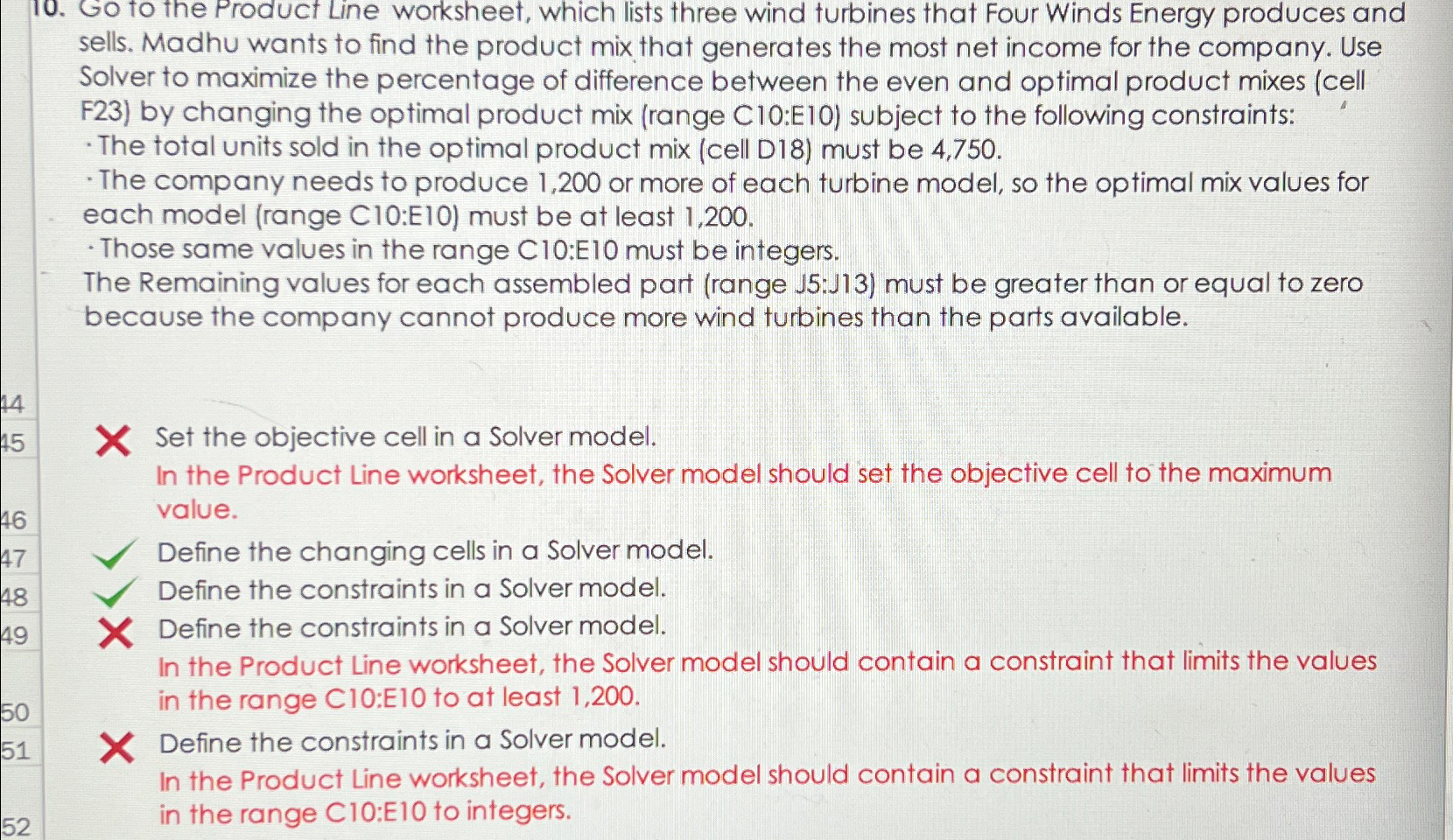 Solved Go to the Product Line worksheet, which lists three | Chegg.com